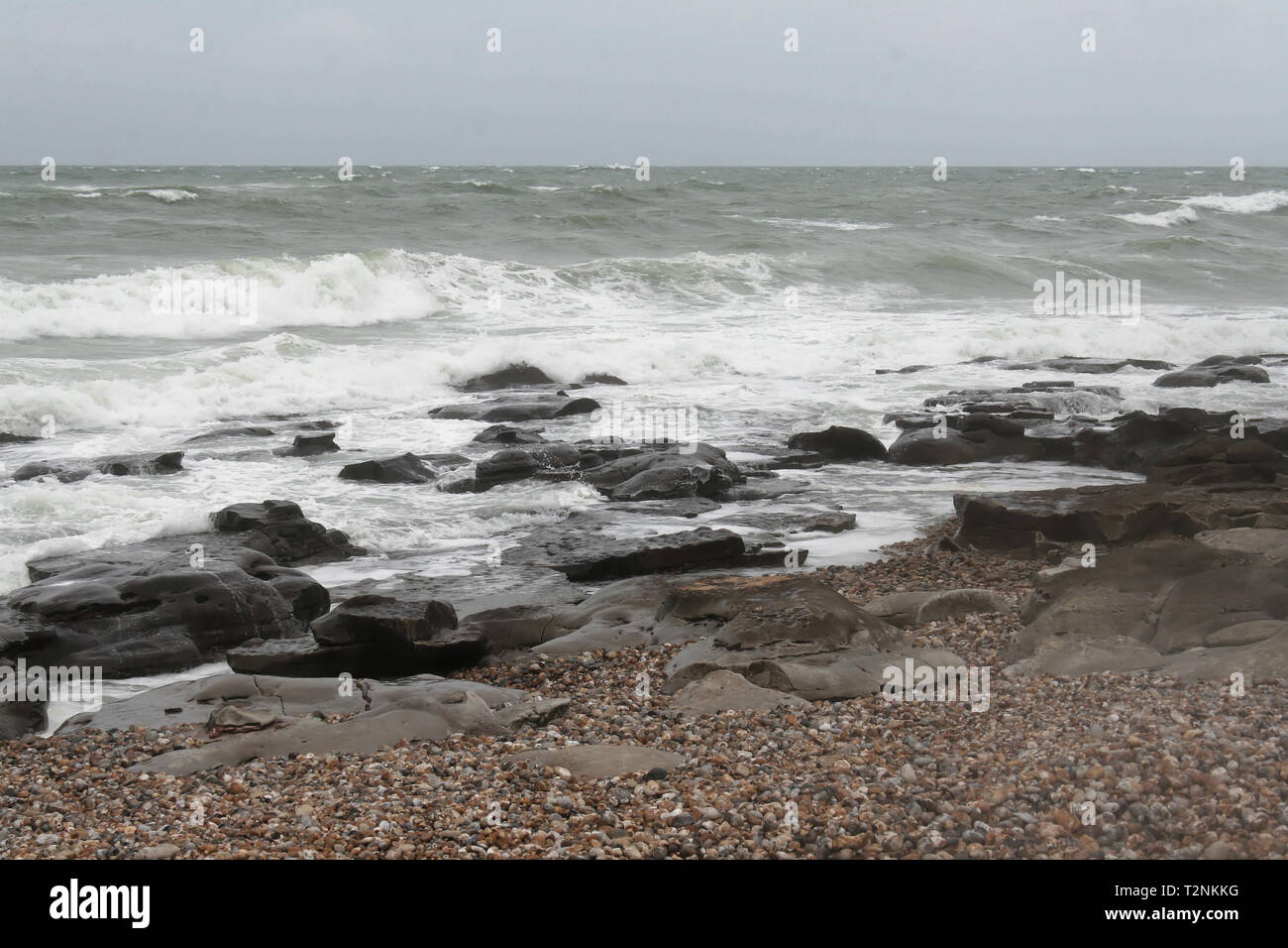 Rainy and windy coast of Normandy, France Stock Photo - Alamy