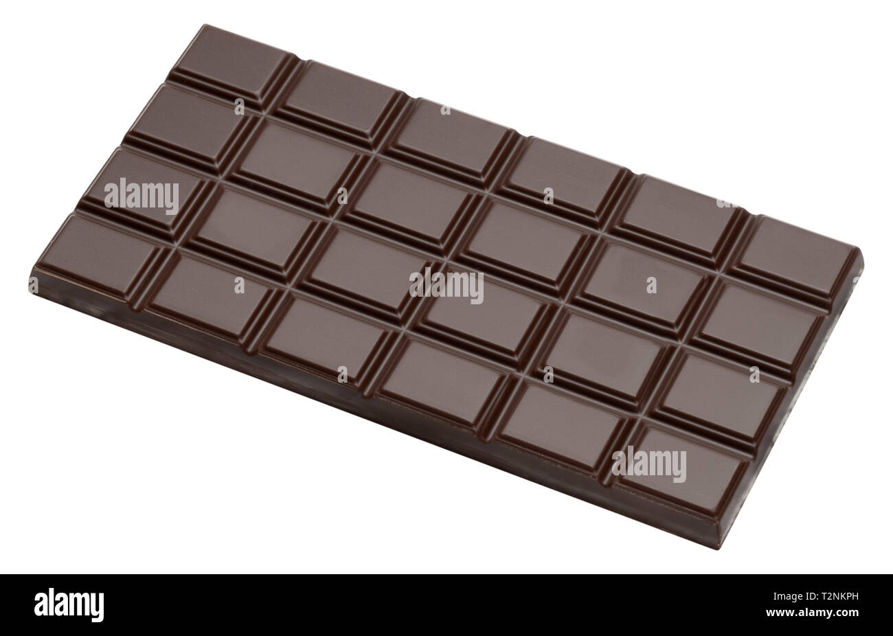 dark organic natural chocolate bar close-up top view with clipping path ...