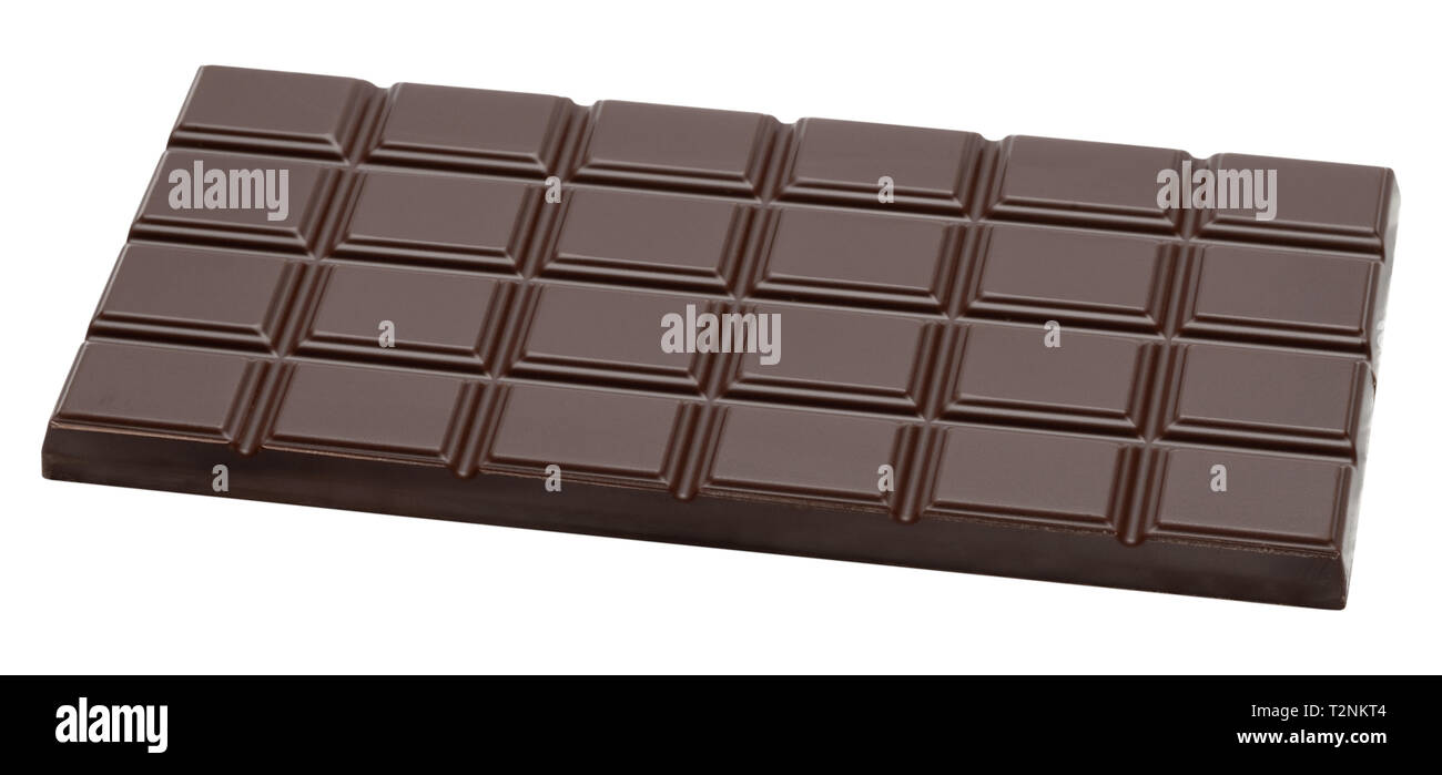 dark organic natural chocolate bar close-up top view with clipping path ...