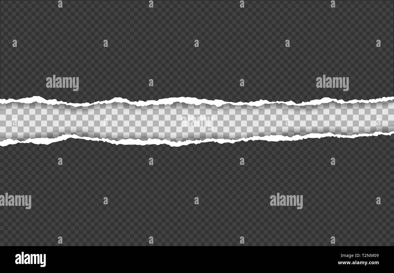 Horizontal torn paper edge. Ripped squared horizontal white paper ...