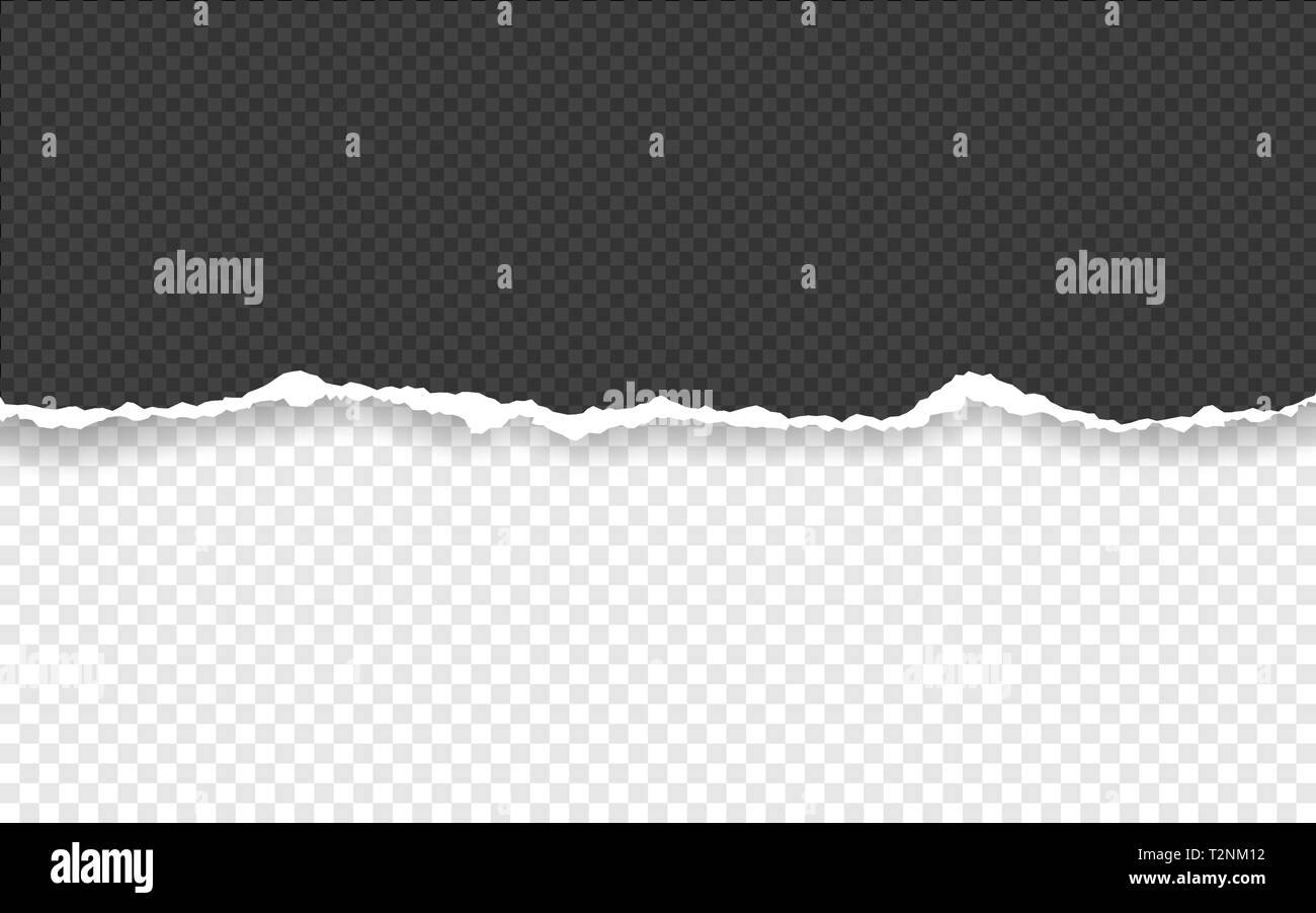 Horizontal torn paper edge. Ripped squared horizontal paper strips ...