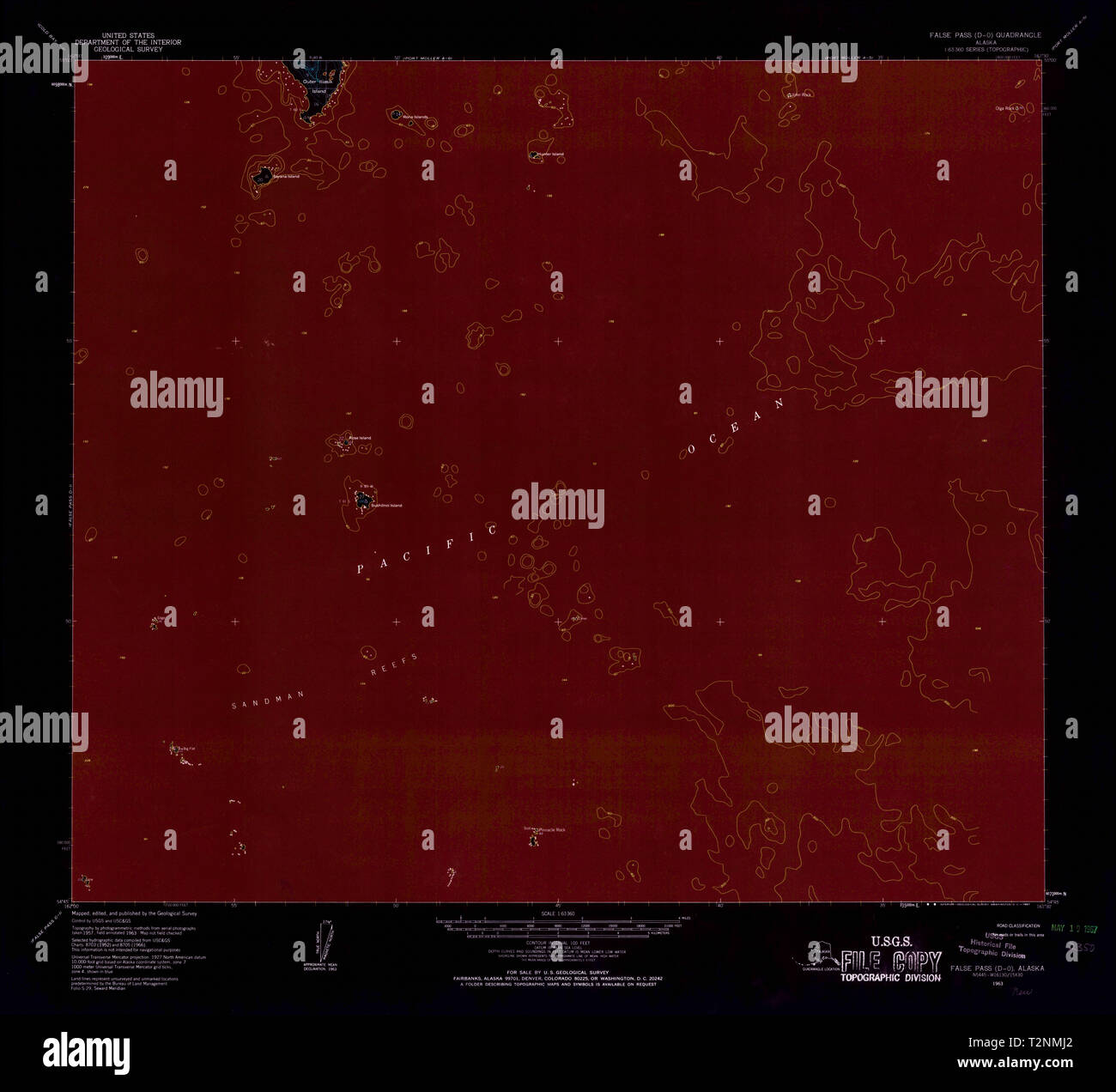 USGS TOPO Map Alaska AK False Pass D-0 355650 1963 63360 Inverted ...