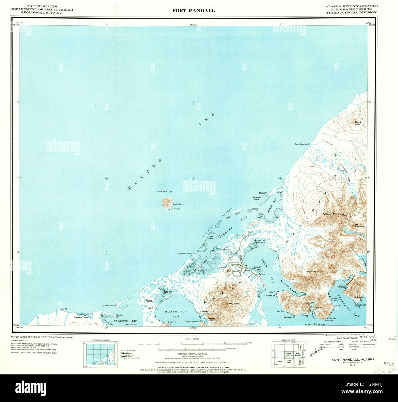 USGS TOPO Map Alaska AK Fort Randall 361855 1943 250000 Restoration ...
