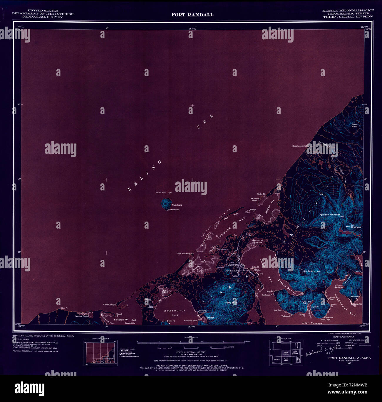 USGS TOPO Map Alaska AK Fort Randall 361857 1943 250000 Inverted ...
