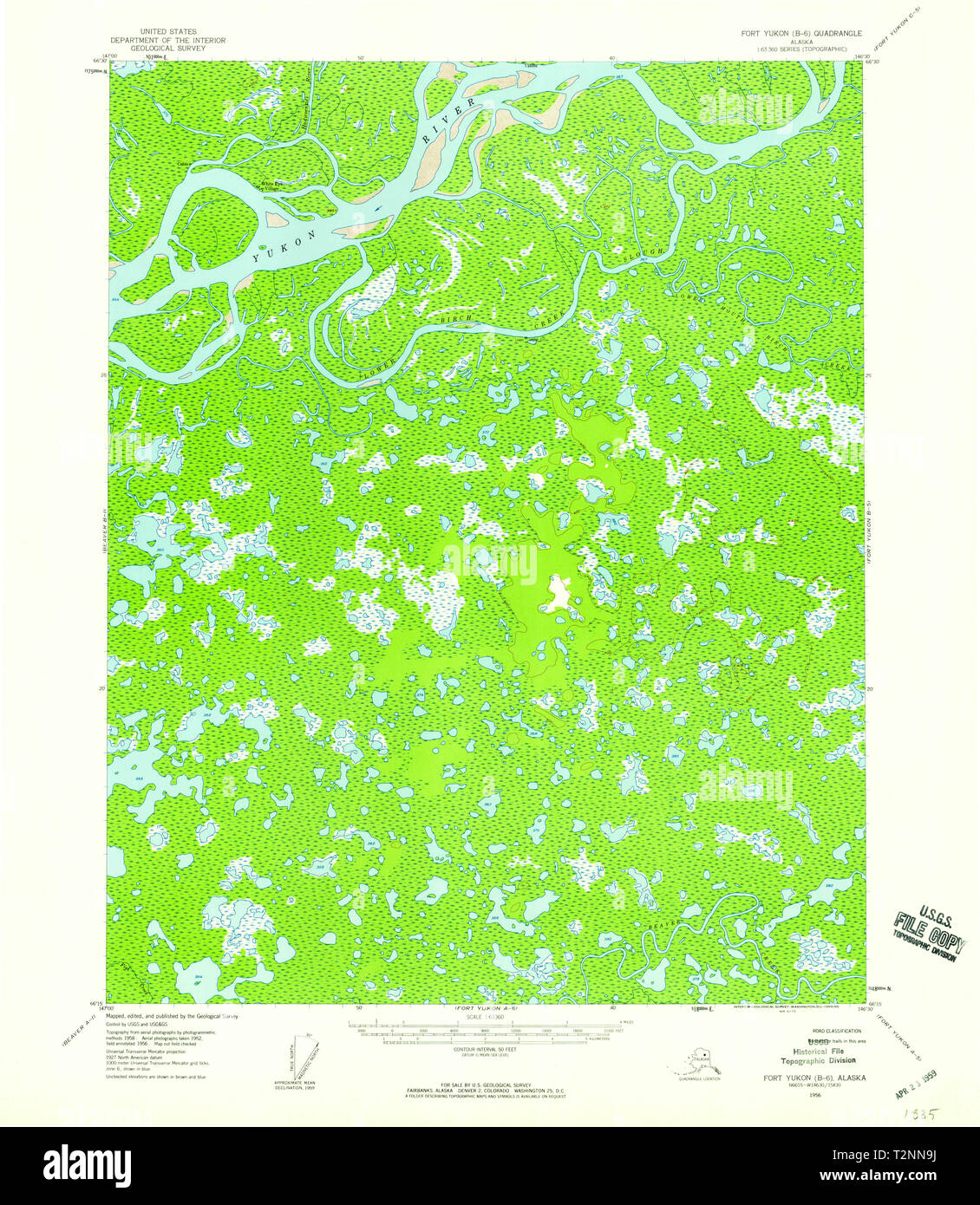 USGS TOPO Map Alaska AK Fort Yukon B-6 355695 1956 63360 Restoration ...