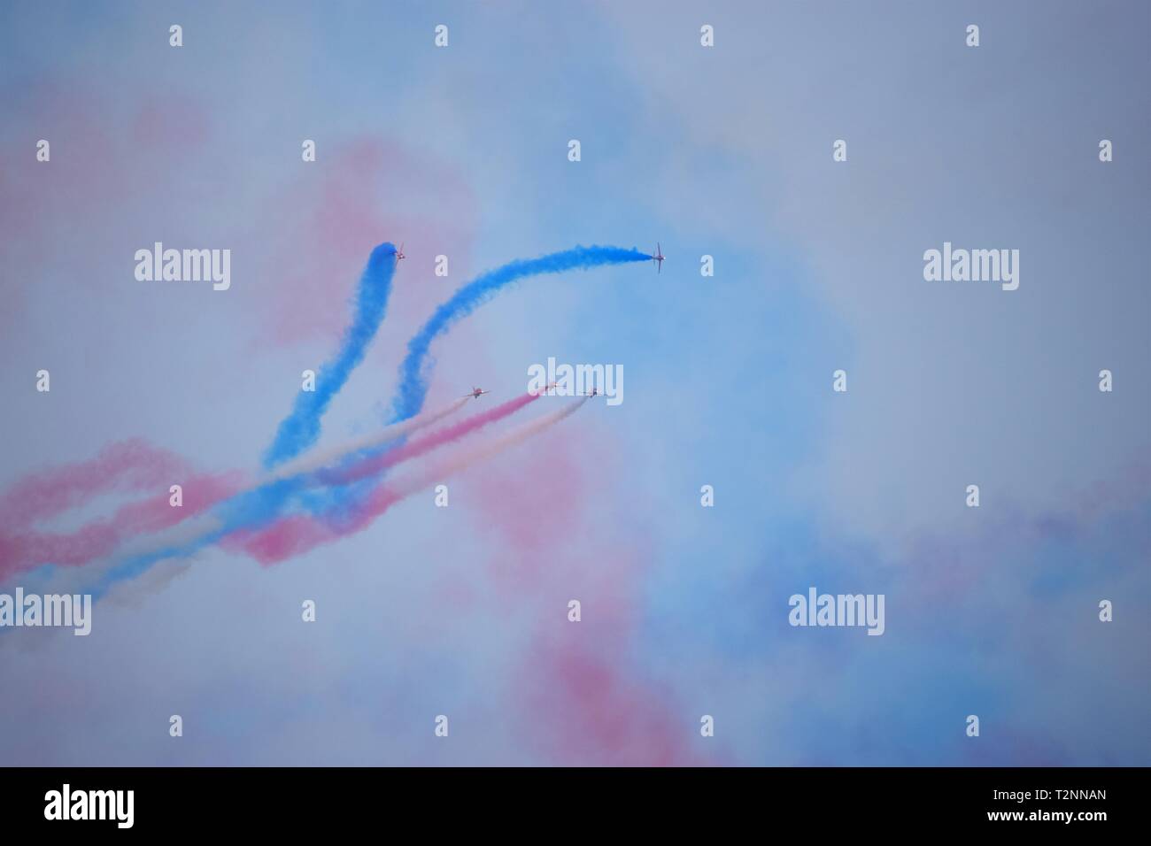 Red Arrows aerobatic display 170817 Stock Photo - Alamy