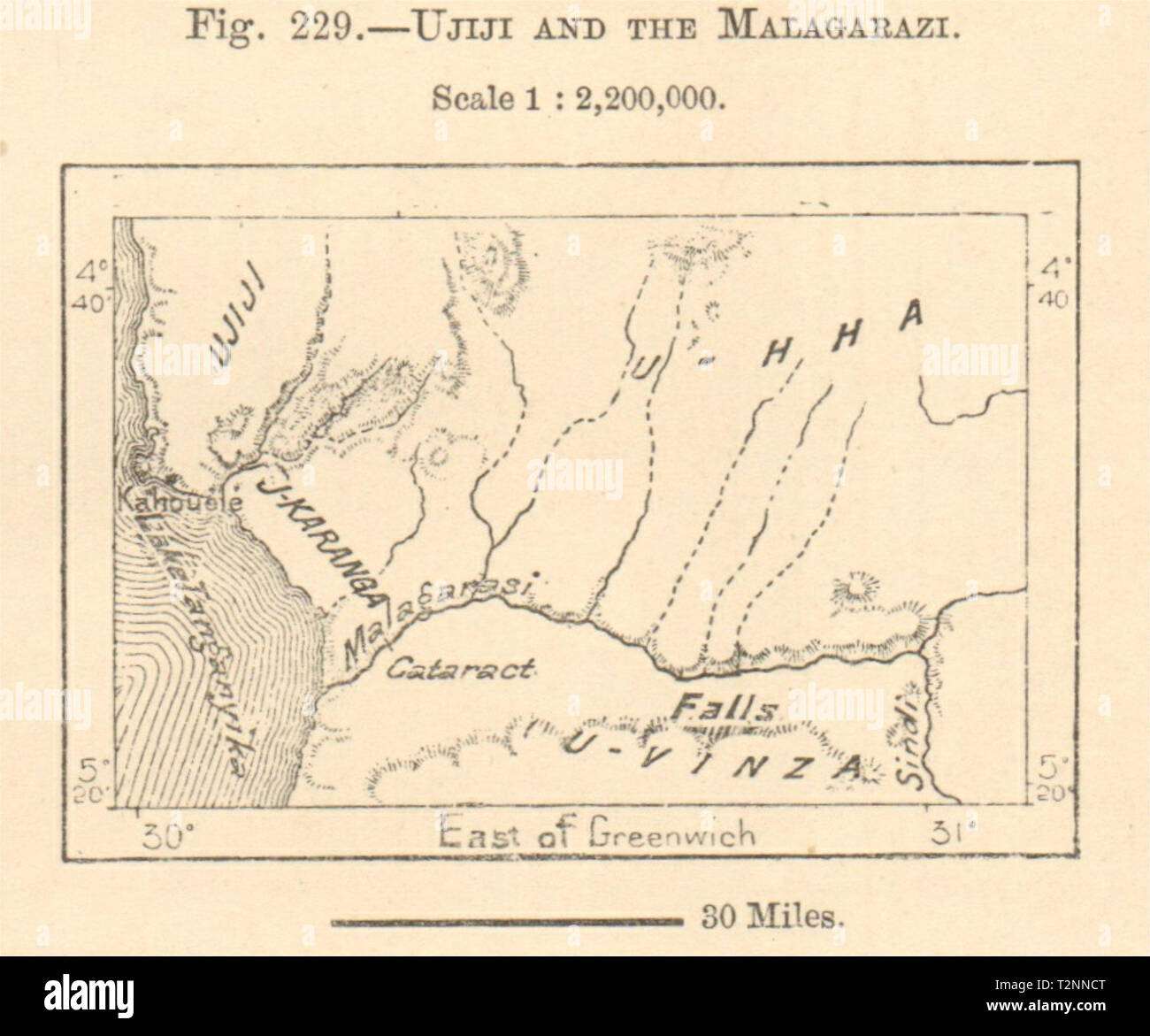 Ujiji and the Malagarasi river. Tanzania sketch map. Tanganyika. SMALL ...