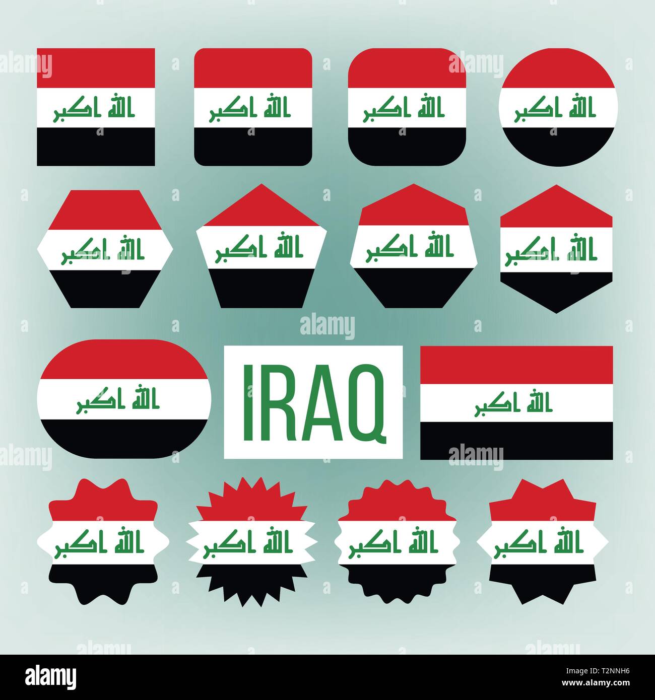 Iraq Flag Set Vector. Official Nepal Iraq Flat Symbol. Different Shape ...