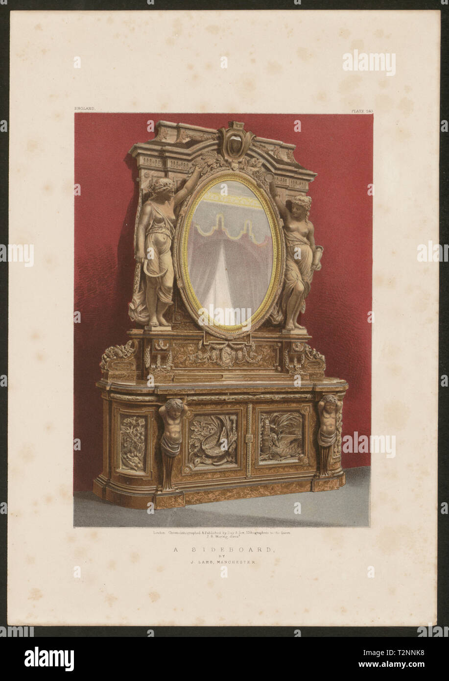 INTERNATIONAL EXHIBITION. A sideboard - J Lamb, Manchester 1862 old ...