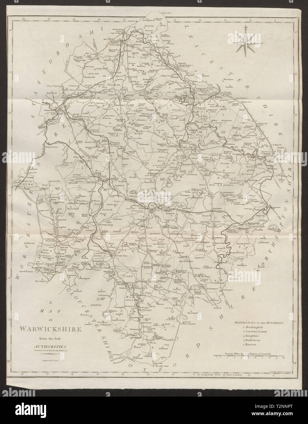 "A map of Warwickshire from the best authorities". County map. CARY ...