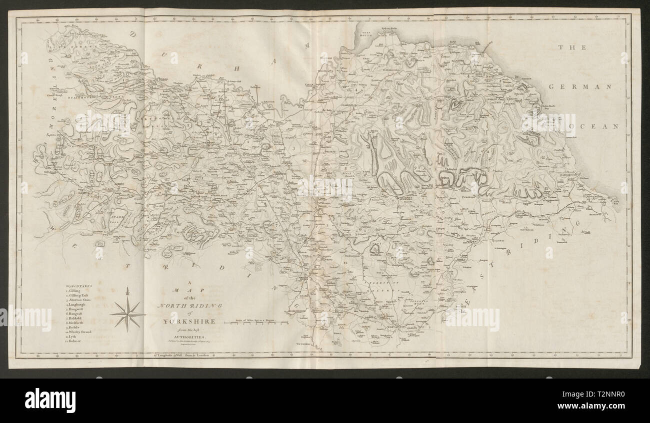 "A map of the North Riding of Yorkshire" by John Cary. County map 1805 ...
