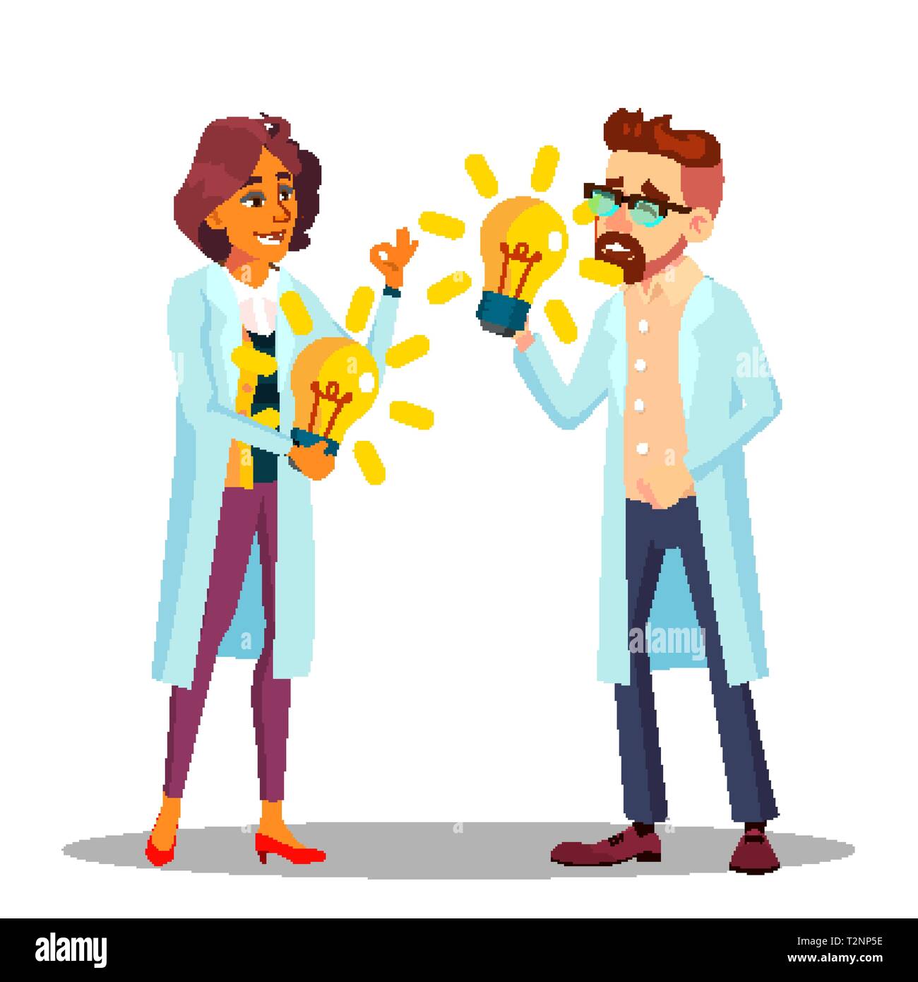 Inventor Man, Woman Vector. Scientist Or Business Person Inventor ...