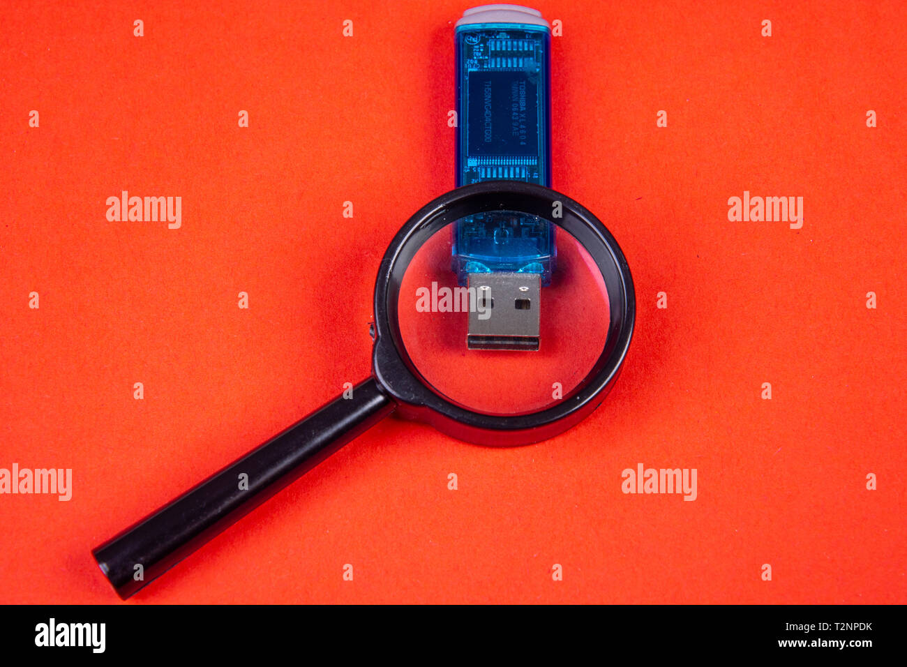 Magnifying glass data stick - data security and verification Stock ...