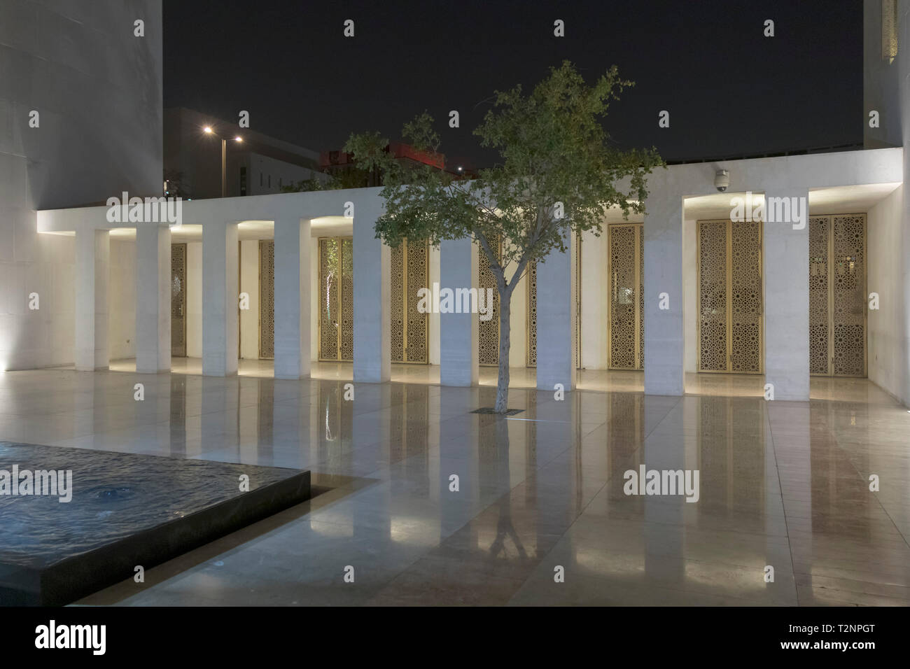 arcade of courtyard , Msheireb, Jumaa Mosque, Doha, Qatar Stock Photo ...