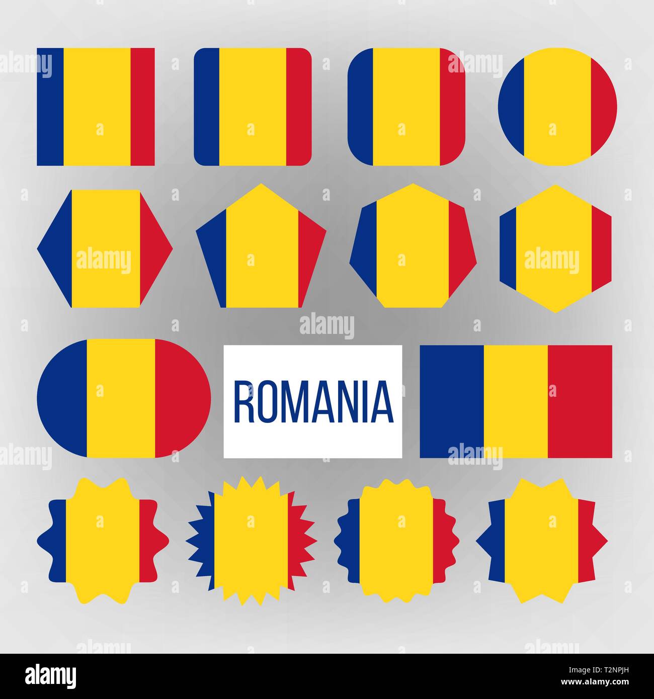Romania Flag Set Vector. Official Romania Flag Flat Symbol. Shapes ...