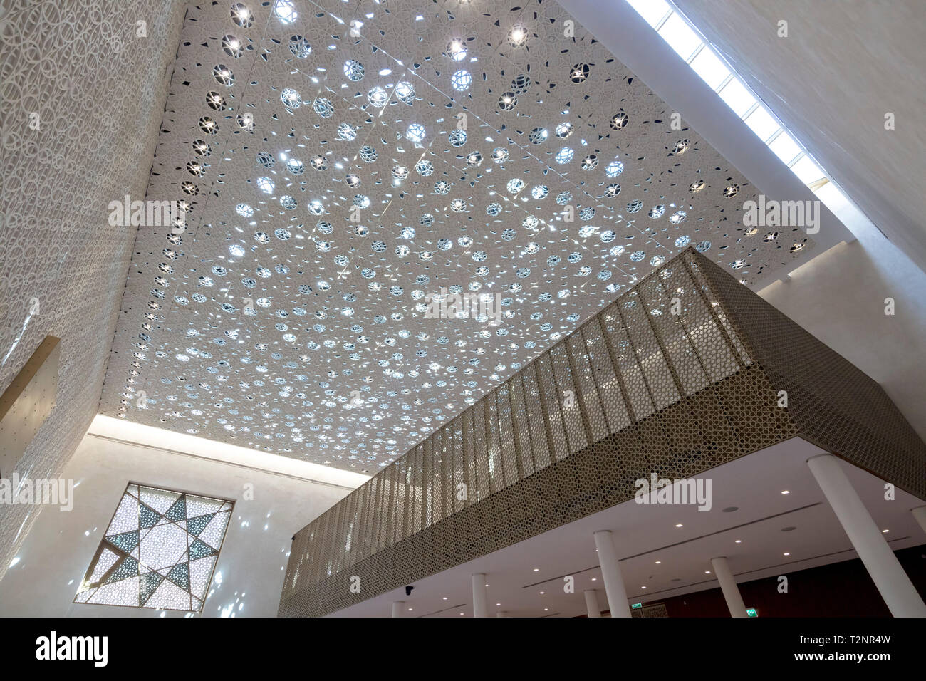 interior of prayer hall, Msheireb Jumaa Mosque, Doha, Qatar Stock Photo ...