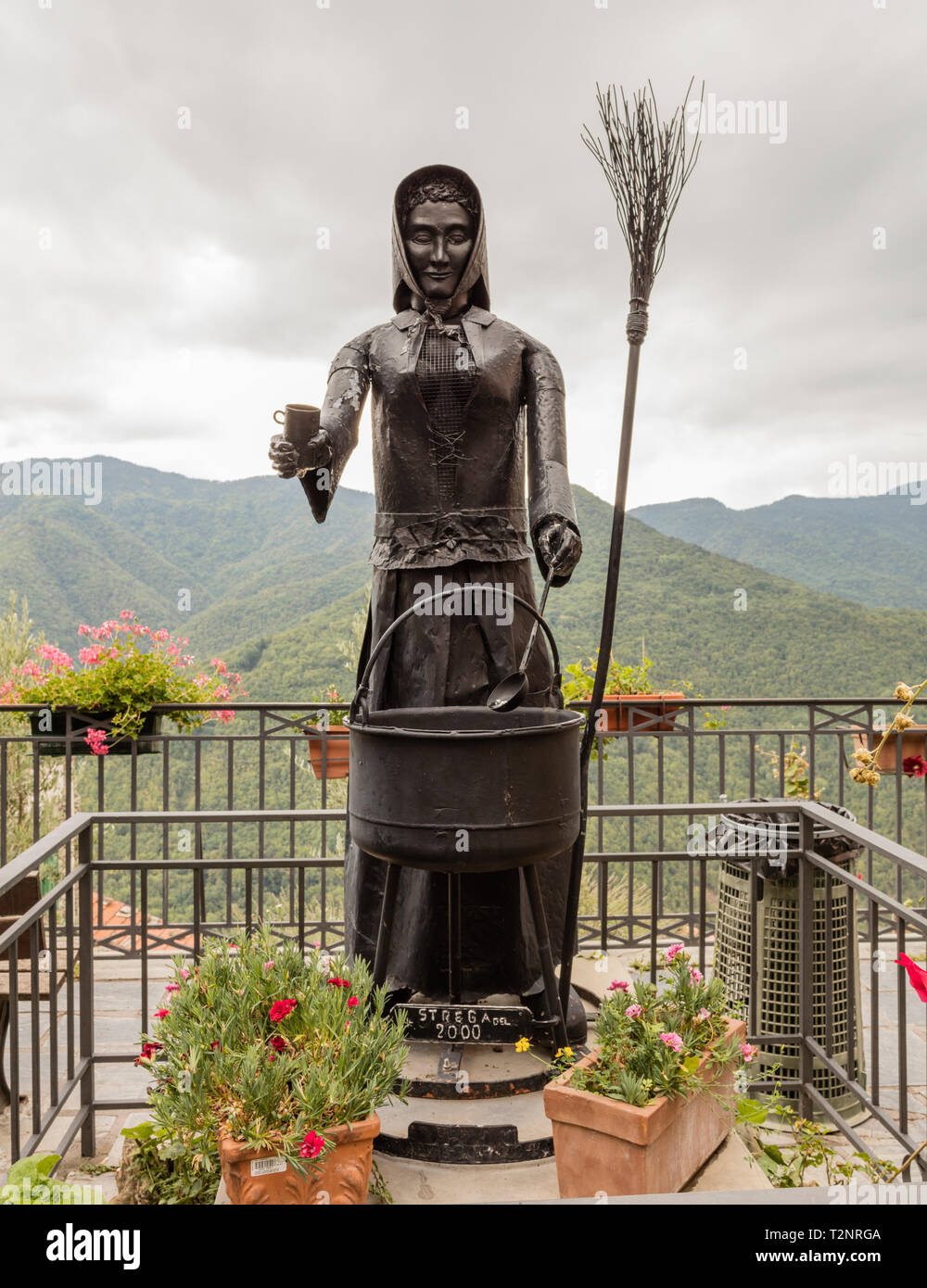 Triora, Italy - September 12, 2015: Monument to the witches. Triora was ...