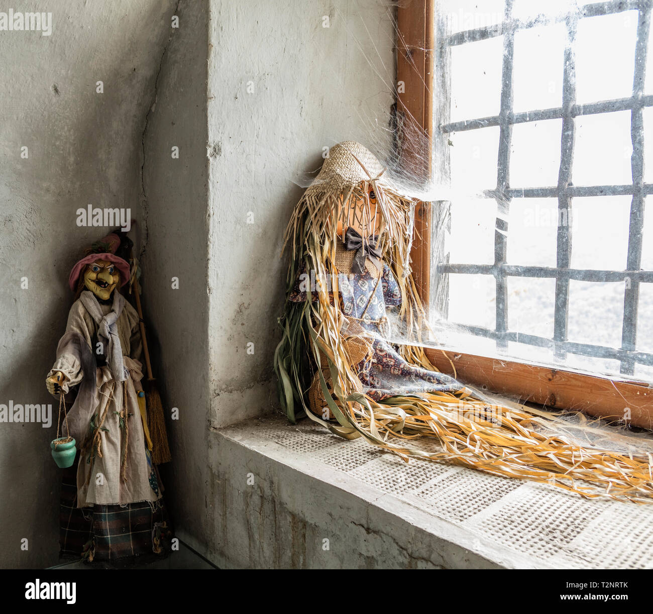 Triora, Italy - September 12, 2015: Dolls representing witches covered ...