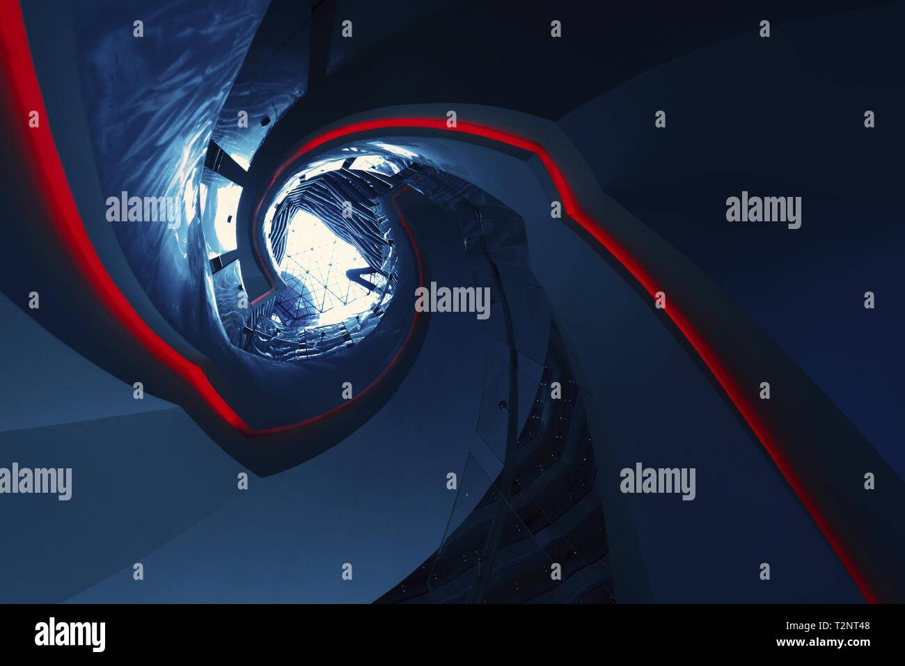 Spiral ladder with red and blue color Stock Photo - Alamy