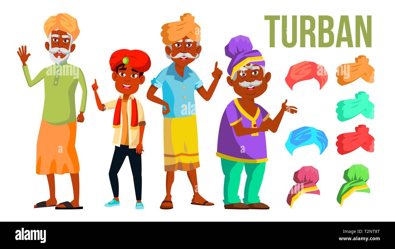Turban Set Vector. Classic And Modern Turban Hat. Indian, Sultan ...
