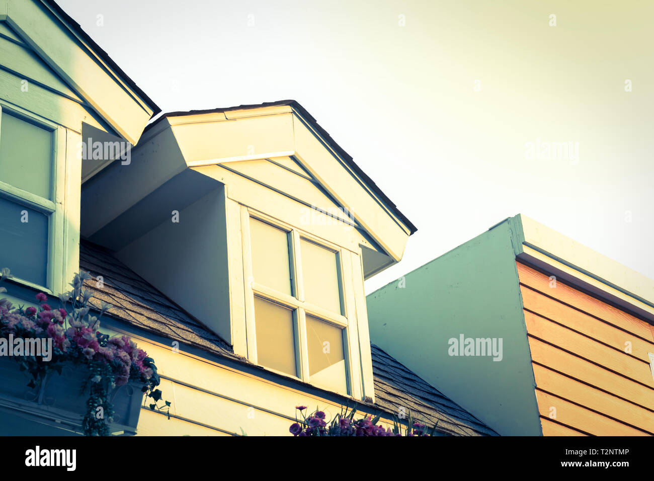 Window on second floor of home,vintage style color,ressident structure ...