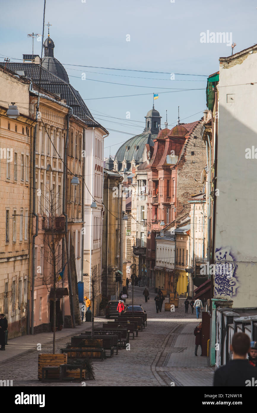 old european street view. retro buildings Stock Photo - Alamy