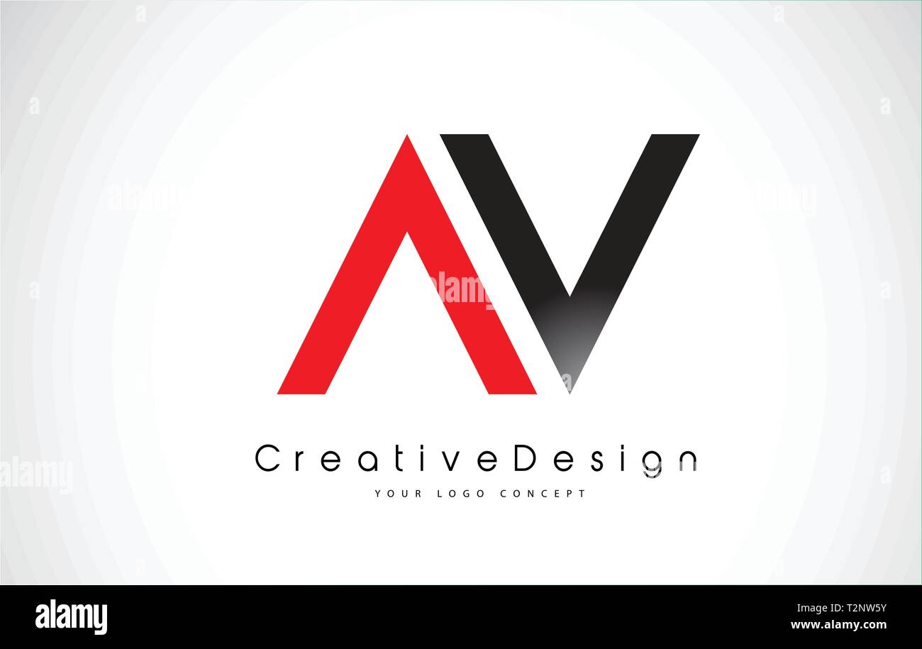 Red and Black AV Letter Logo Design in Black Colors. Creative Modern ...