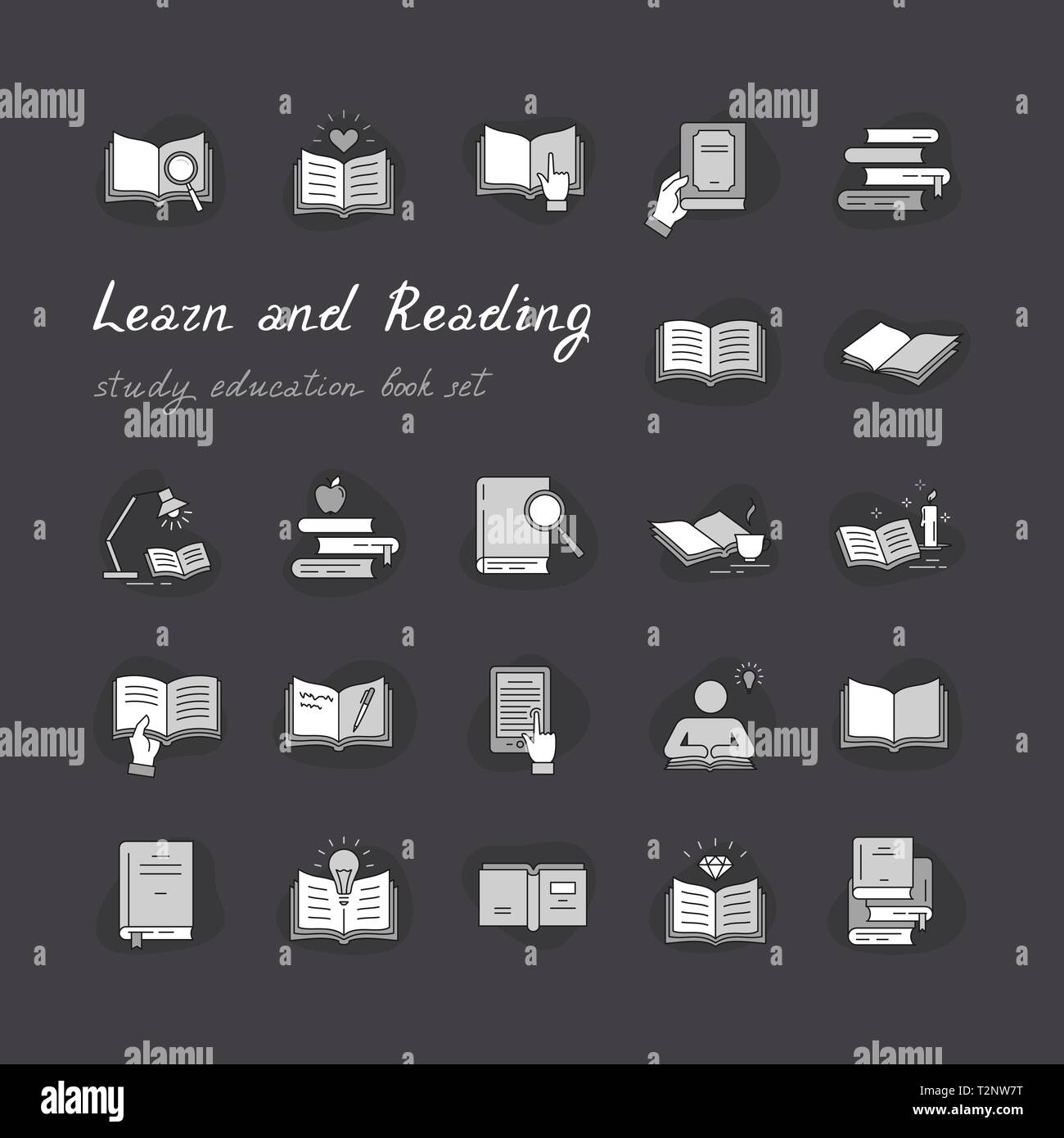 Books set in flat design style isolated on white background, vector ...