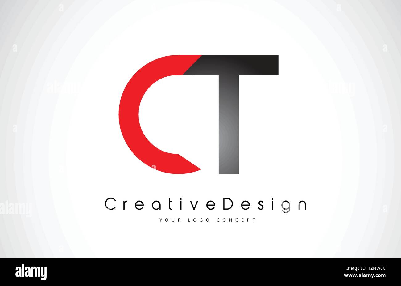 Red and Black CT C T Letter Logo Design in Black Colors. Creative ...