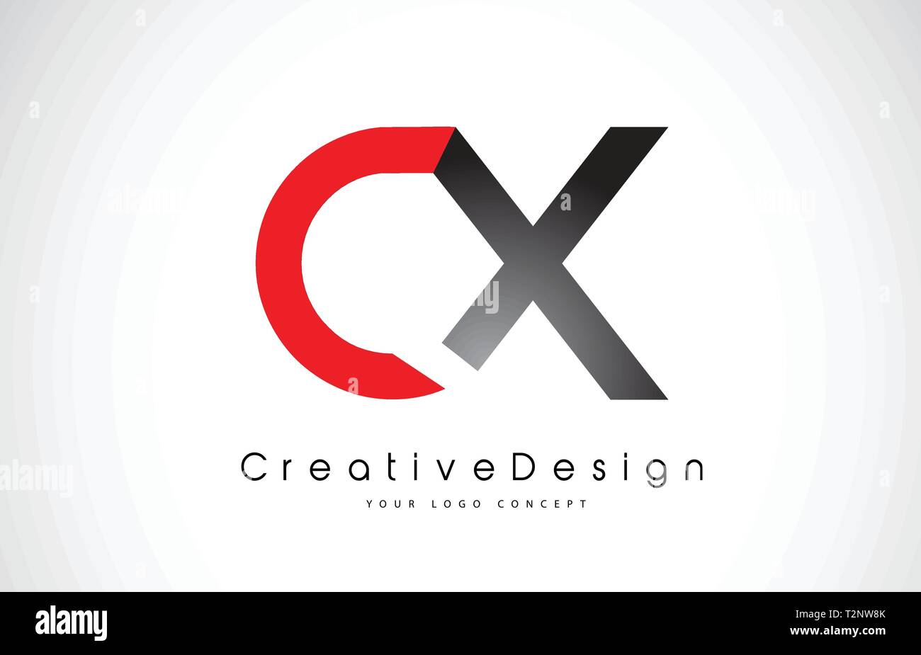 Red and Black CX C X Letter Logo Design in Black Colors. Creative ...