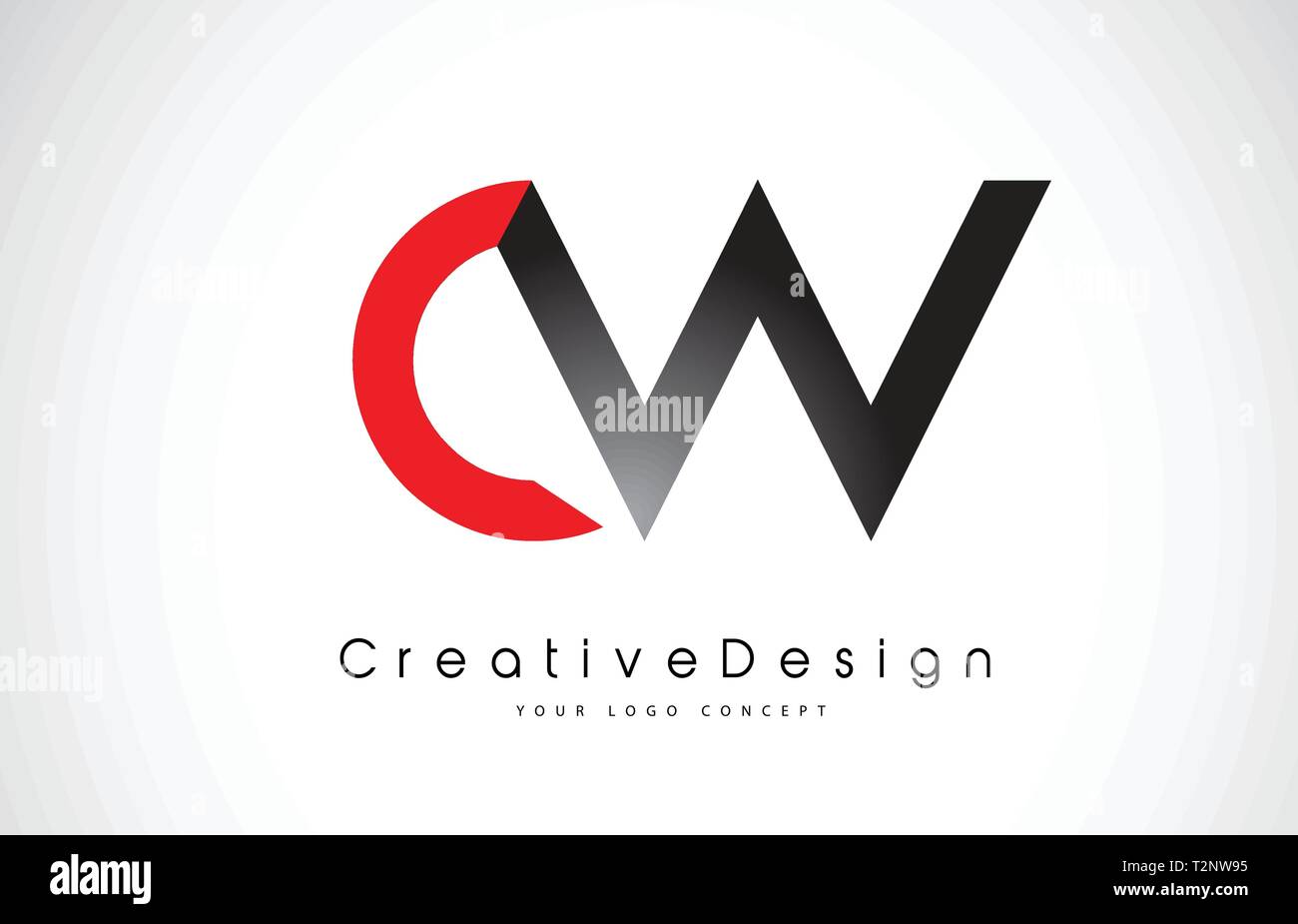 Red and Black CW C W Letter Logo Design in Black Colors. Creative ...