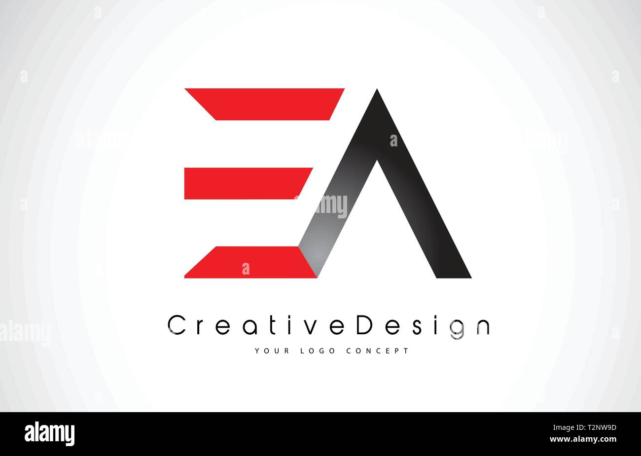Red and Black EA E A Letter Logo Design in Black Colors. Creative ...
