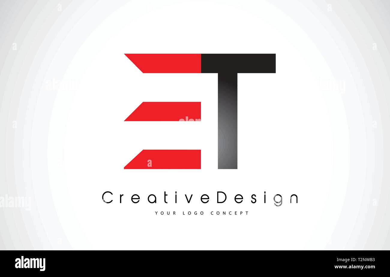 Red and Black ET E T Letter Logo Design in Black Colors. Creative ...