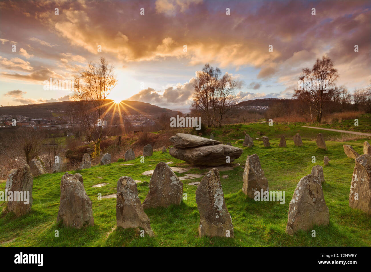 Ancient Gorsedd Stones, Pontypridd, Rhondda Cynon Taf, Wales, UK Stock ...