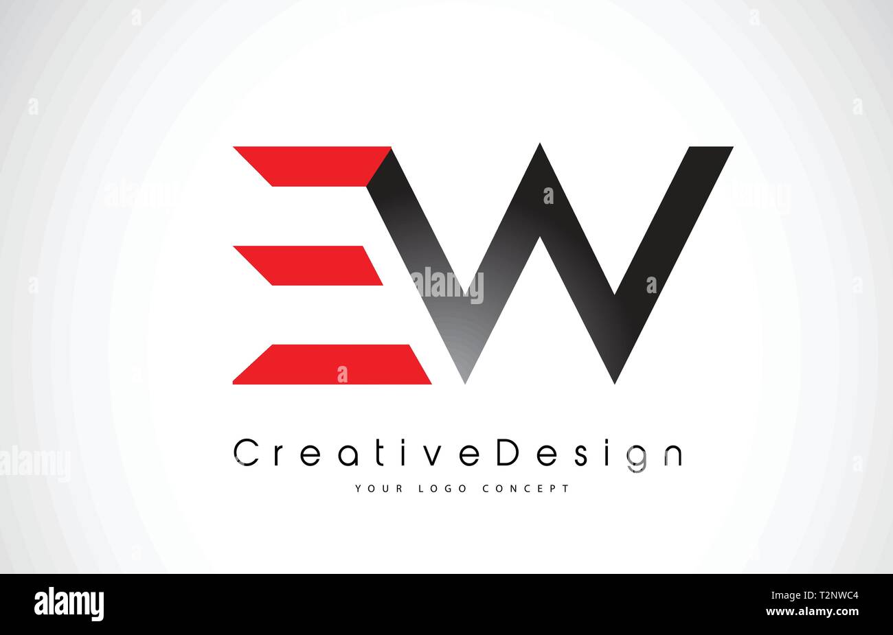 Red and Black EW E W Letter Logo Design in Black Colors. Creative ...