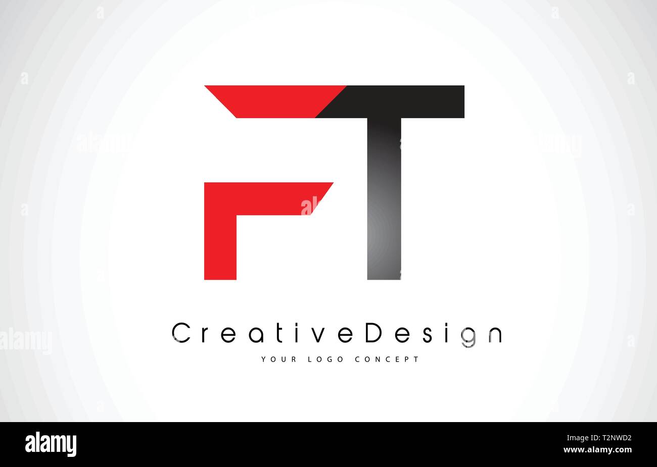 Red and Black FT F T Letter Logo Design in Black Colors. Creative ...