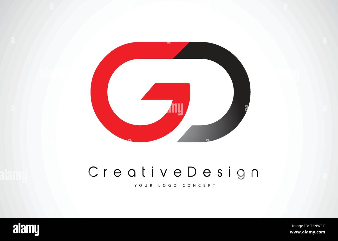 Red and Black GD G D Letter Logo Design in Black Colors. Creative ...
