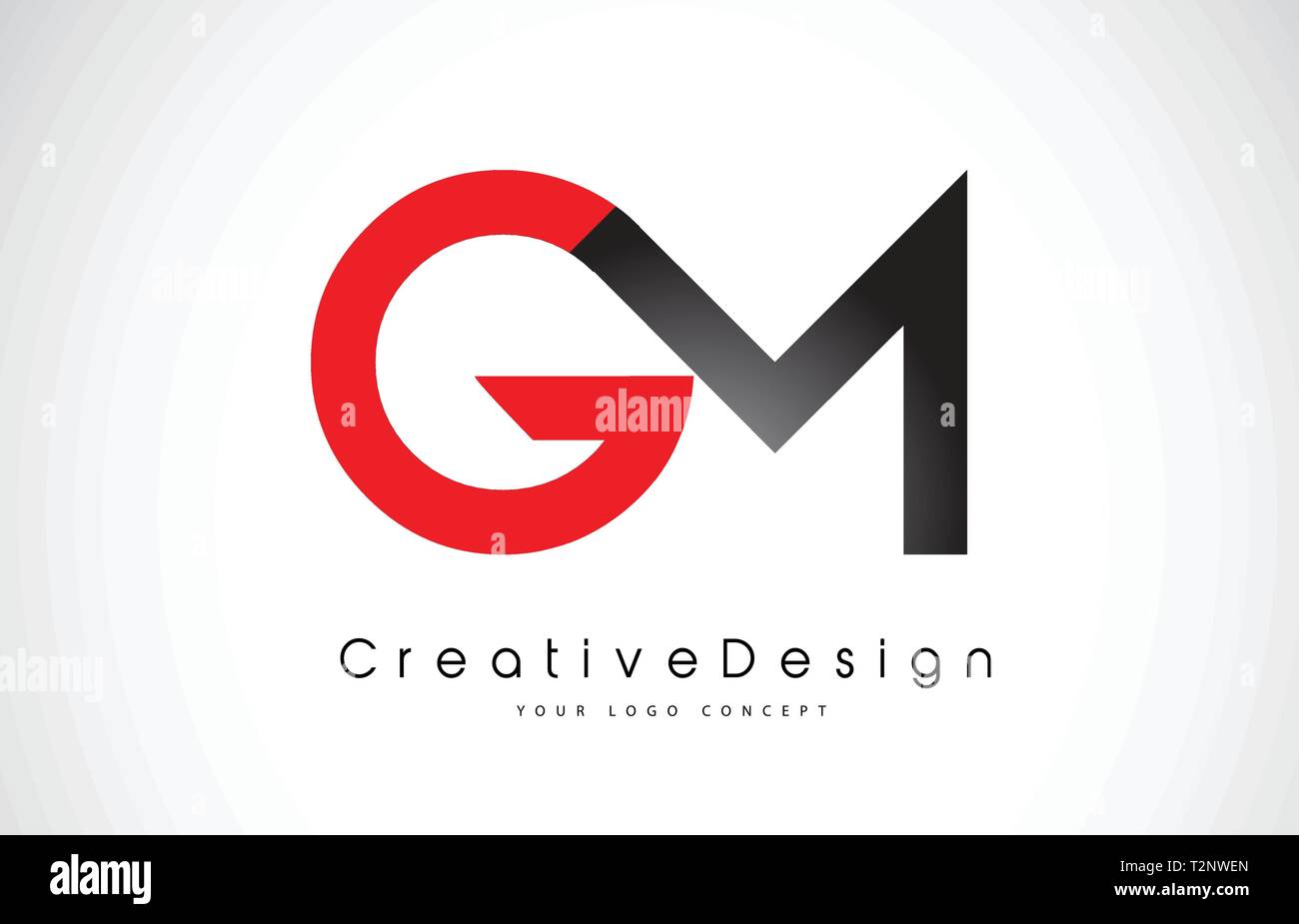Red and Black GM G M Letter Logo Design in Black Colors. Creative ...