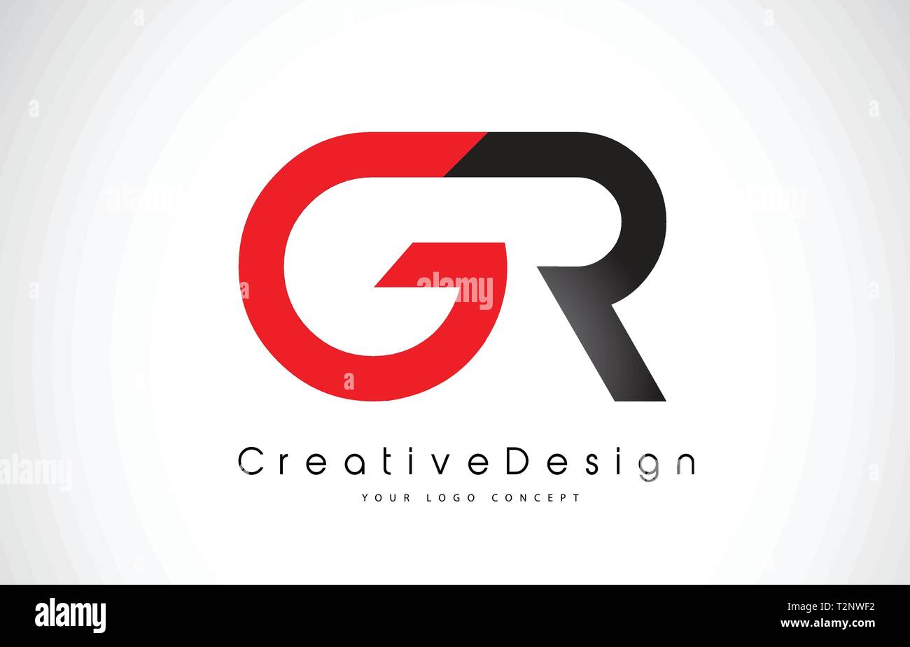 Red and Black GR G R Letter Logo Design in Black Colors. Creative ...