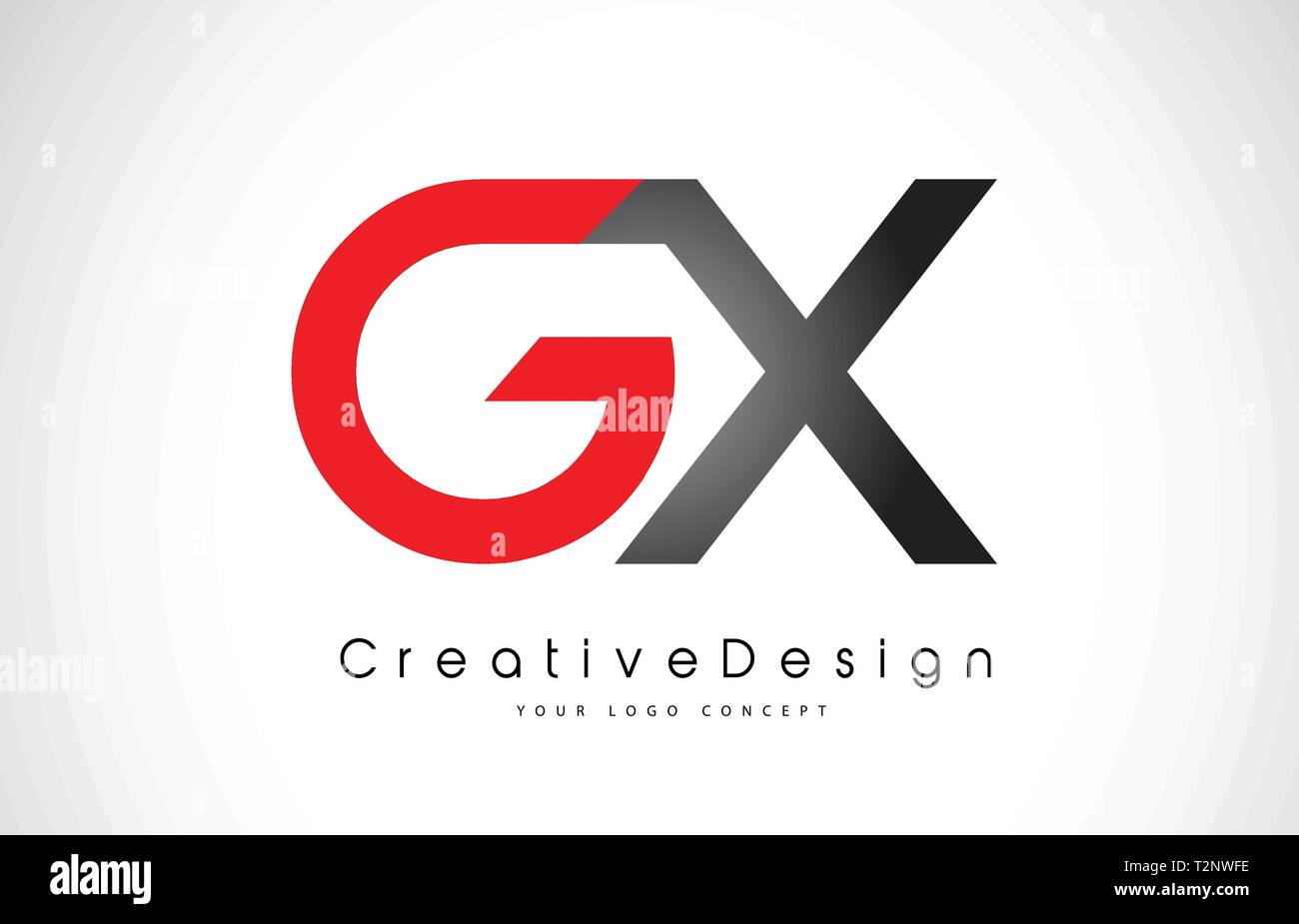 Red and Black GX G X Letter Logo Design in Black Colors. Creative ...