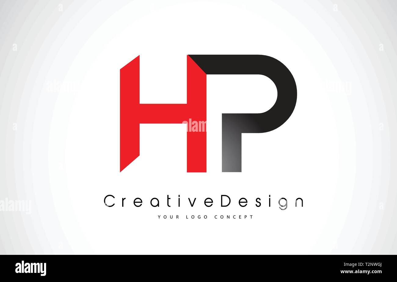 Red and Black HP H P Letter Logo Design in Black Colors. Creative ...