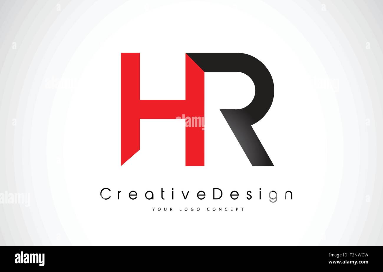 Red and Black HR H R Letter Logo Design in Black Colors. Creative ...