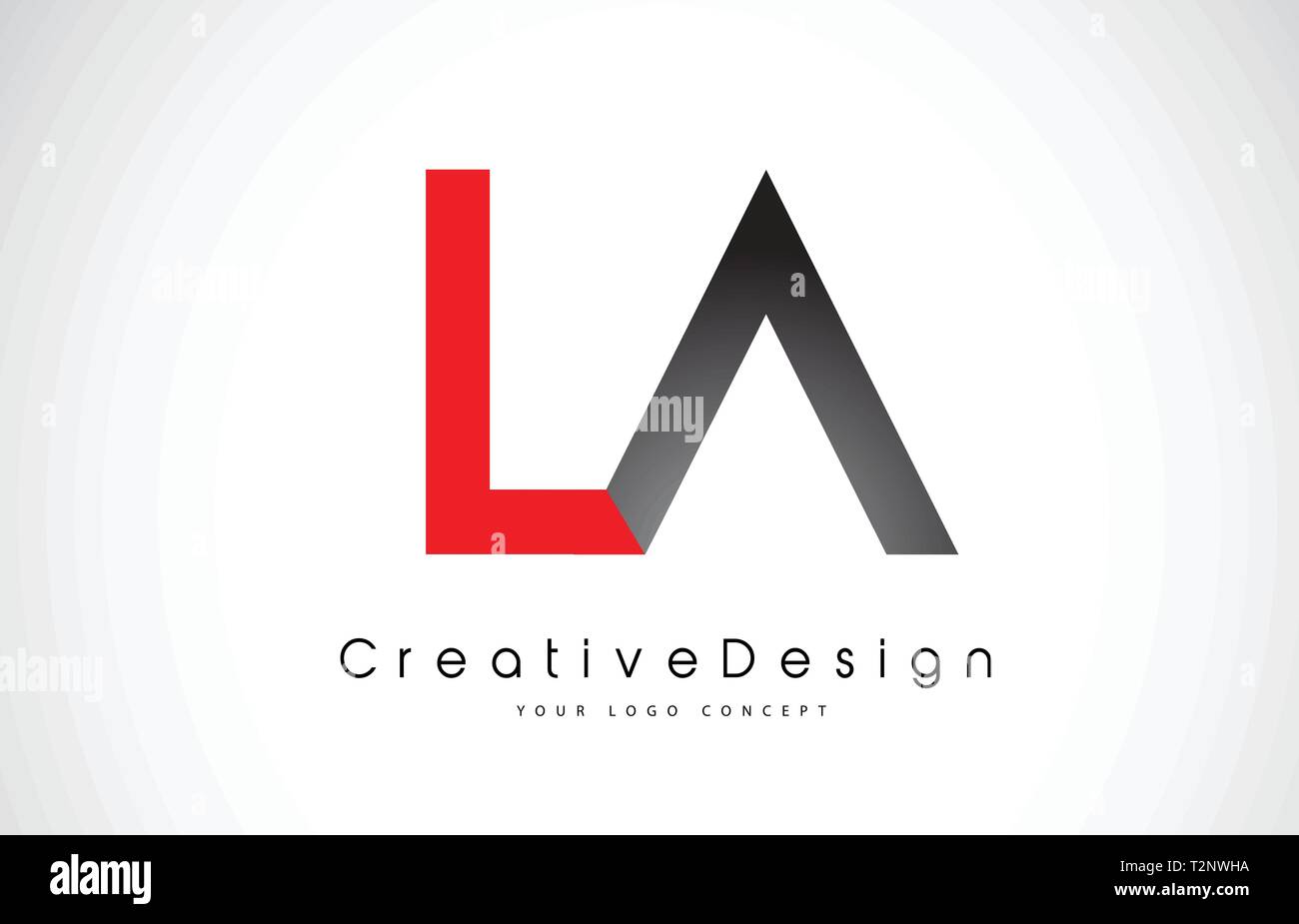 Red and Black LA L A Letter Logo Design in Black Colors. Creative ...