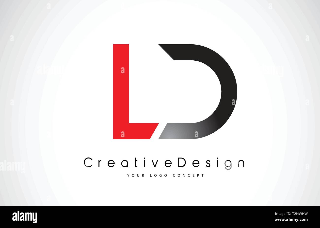 Red and Black LD L D Letter Logo Design in Black Colors. Creative ...