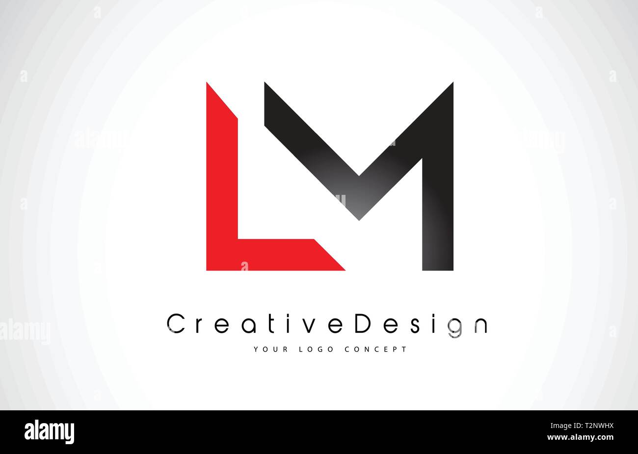 Red and Black LM L M Letter Logo Design in Black Colors. Creative ...