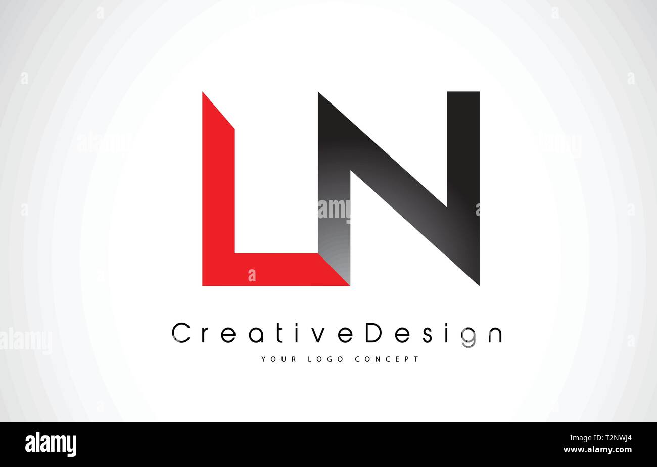Red and Black LN L N Letter Logo Design in Black Colors. Creative ...
