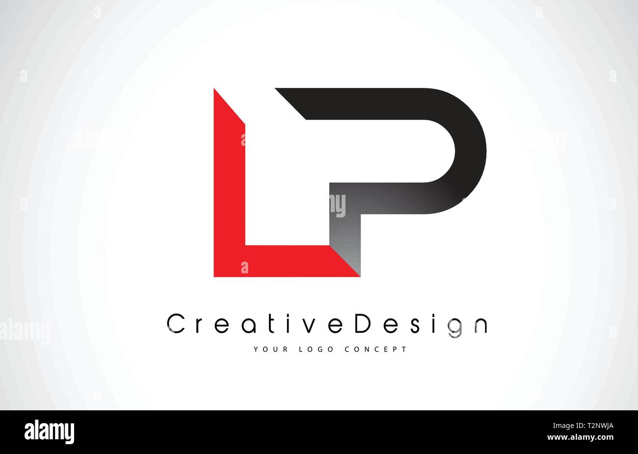 Red and Black LP L P Letter Logo Design in Black Colors. Creative ...