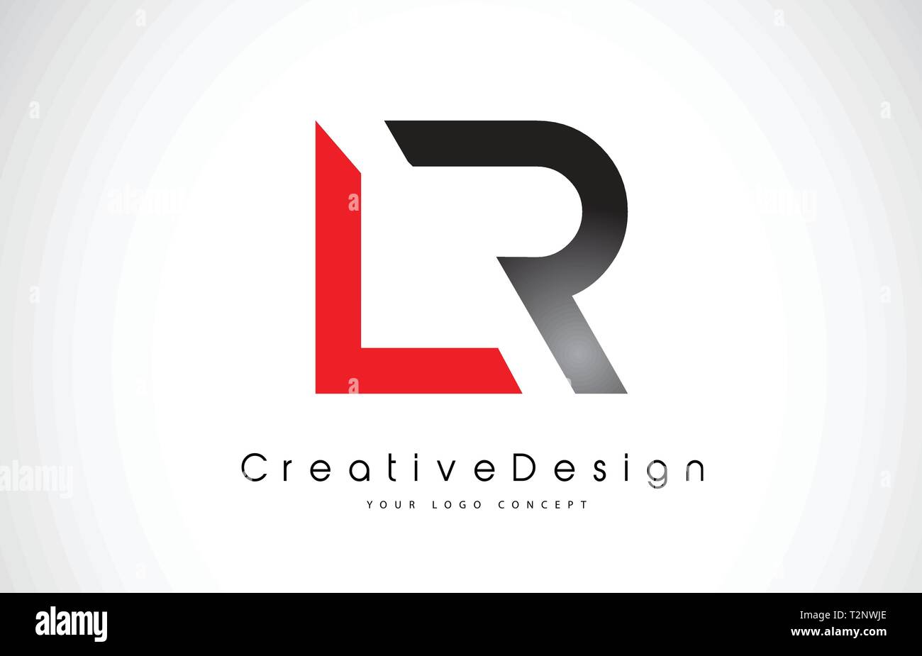 Red and Black LR L R Letter Logo Design in Black Colors. Creative ...