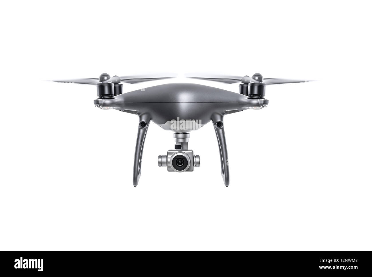 Flying dark drone isolated on a white background Stock Photo - Alamy