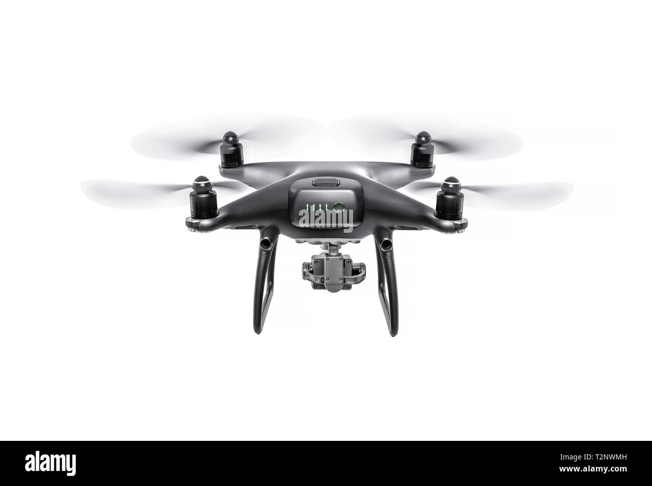 Flying dark drone isolated on a white background Stock Photo - Alamy